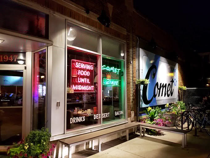 Classic brick and vintage charm &ndash; The Comet Cafe stands ready to serve Milwaukee's hungry masses any time of day. 
