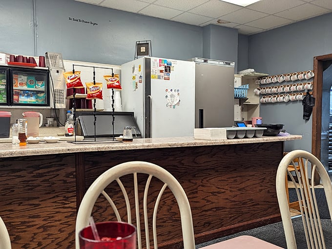 Crystal Cafe: "Behind this counter lies the secret to happiness: perfectly brewed coffee and hash browns that could make a grown adult weep."
