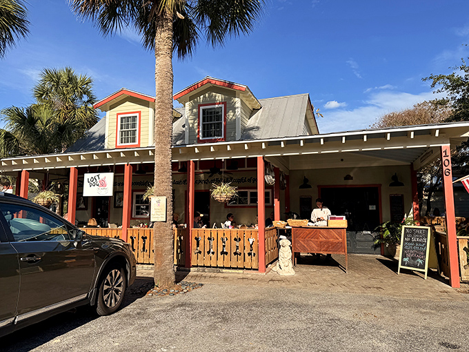 That cozy porch practically whispers, "Sit here with your coffee and watch Folly Beach wake up."