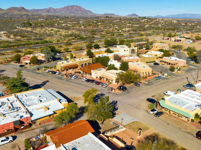 The adobe architecture of Tubac blends seamlessly with the landscape, as if the buildings grew naturally from the Arizona soil.