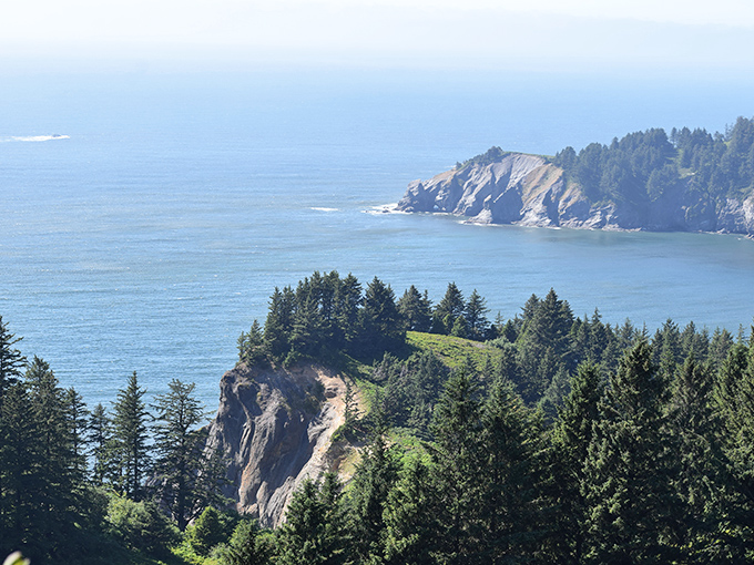 The beach's natural cove setting creates a sheltered haven where forest meets ocean in perfect harmony. 