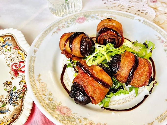 Bacon-wrapped dates&mdash;or as I call them, "nature's candy wearing a pork tuxedo." Sweet meets savory in the most elegant slow dance of flavors.