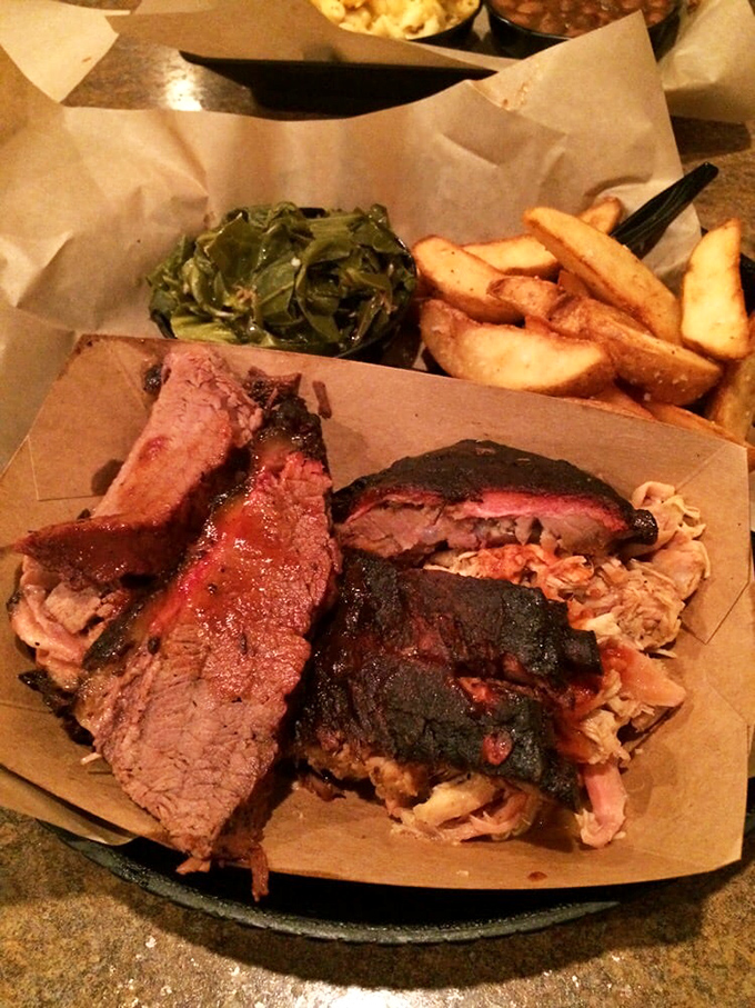 A BBQ platter that doesn't just feed you&mdash;it hugs your soul. The beans and mac & cheese aren't sides; they're supporting actors in an Oscar-worthy performance.