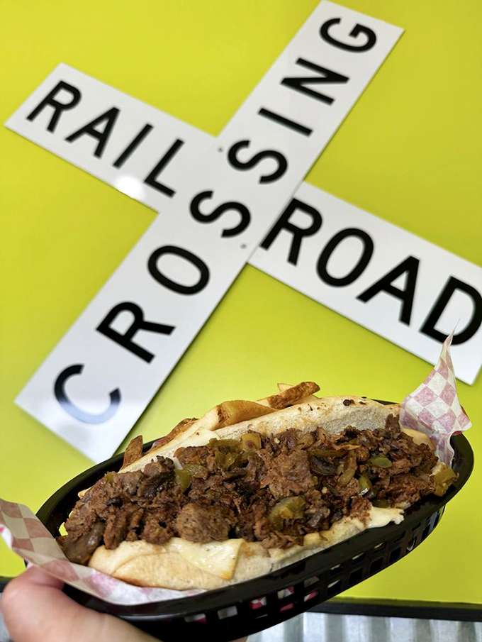Served against a backdrop of railroad crossing signs, this cheesesteak is where Philadelphia tradition meets Kansas hospitality.
