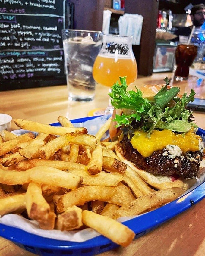 The Black and Blue burger, where cheese meets beef in a romance so perfect it deserves its own romantic comedy.