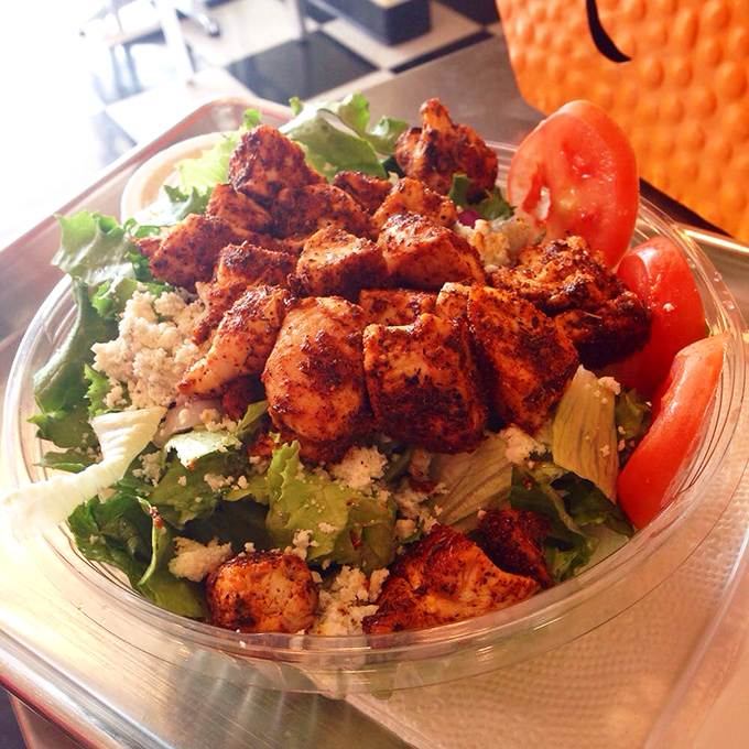 When a salad makes you forget you're eating healthy, it's doing something right. Those blackened chicken chunks are the celebrities on this bed of greens.