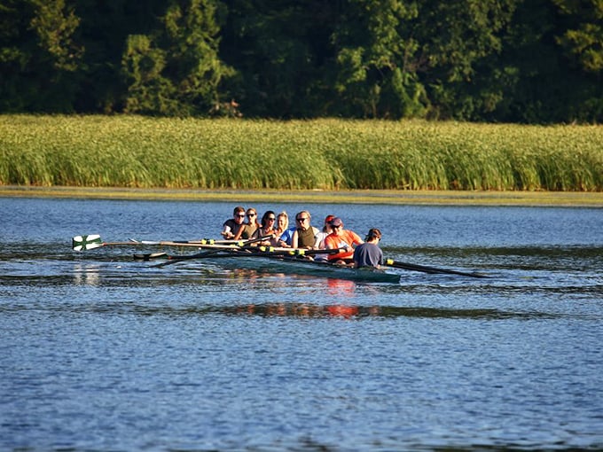 Rowing on Presque Isle's protected waters&mdash;where teamwork makes the dream work and nobody mentions yesterday's arm day at the gym.