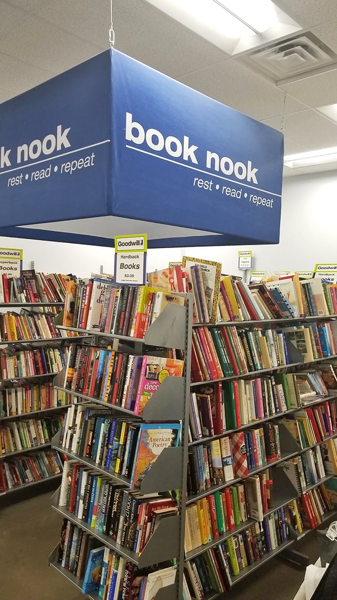 The "Book Nook" is where literary treasures hide in plain sight. Bibliophiles can "rest, read, repeat" their way through thousands of pre-loved stories.