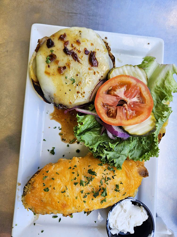 When cheese melts this perfectly over a burger, it's not just lunch—it's performance art with a side of pure comfort.