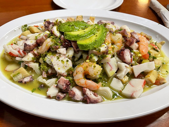 This campechano ceviche is a seafood mosaic&mdash;octopus, shrimp, and fish mingling in citrus with perfect avocado slices standing guard.