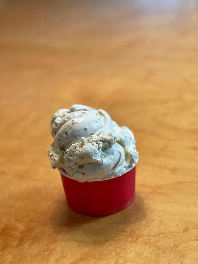 Swirls of pink perfection that make you wonder if there's a support group for people who can't stop thinking about ice cream.