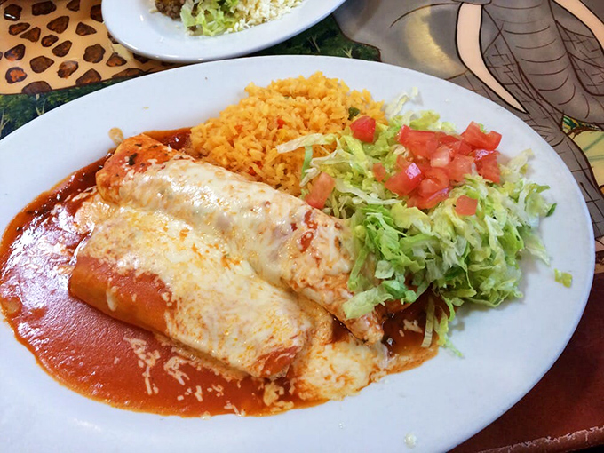 A classic combo plate featuring a chicken burrito and tamale with rice. Some relationships are complicated; this one is perfectly straightforward.