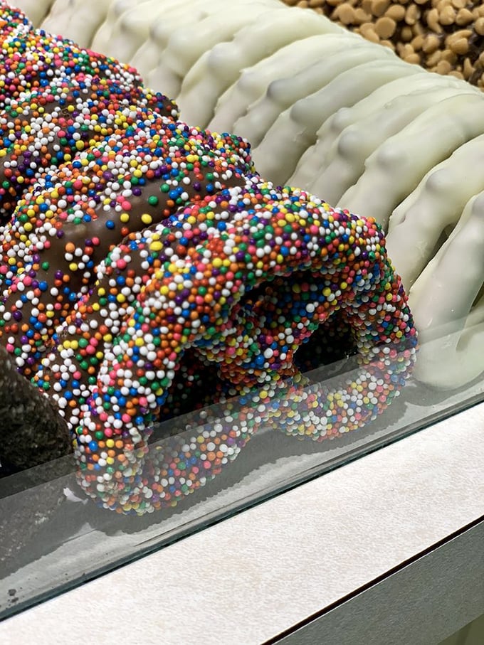 Reese's pieces meet pretzel in a match made in heaven. Proof that sometimes the simplest combinations create the most profound joy.