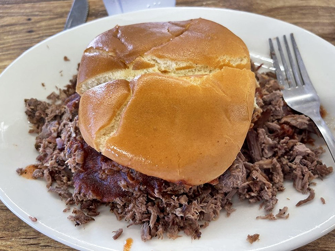 The chopped beef sandwich&mdash;where simplicity meets divinity, and more meat somehow fits on a bun than seems physically possible.