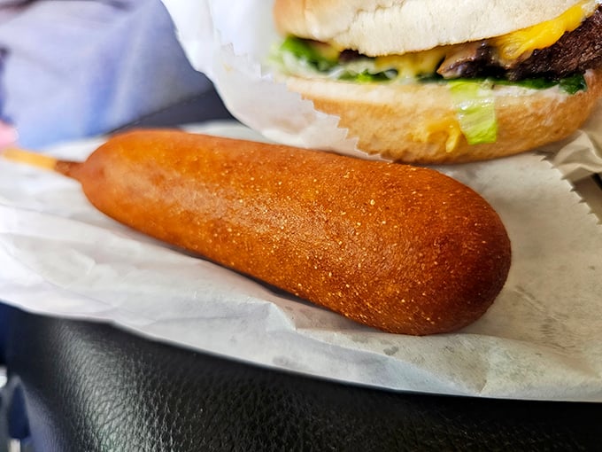 The humble corn dog &ndash; America's contribution to food-on-a-stick culture &ndash; golden, crispy, and mysteriously satisfying in ways fancy food never will be.