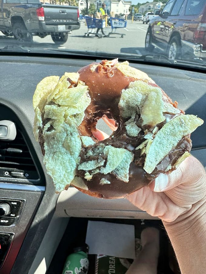 The Couch Potato donut laughs at your diet plans&mdash;potato chips and chocolate dancing together in an unlikely but glorious partnership.
