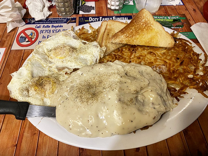 Country fried steak smothered in gravy with a side of nostalgia. This isn't just a meal&mdash;it's edible therapy for whatever ails you.