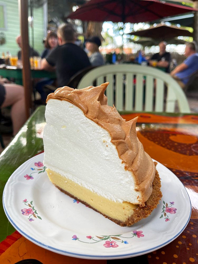 The brown peaks of meringue resemble the Hemingway House roofline, while the filling captures the essence of the Florida Keys in every bite.