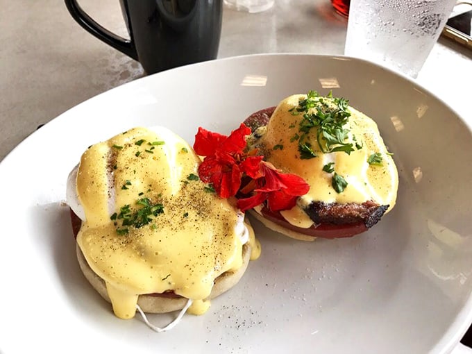 Eggs Benedict: where hollandaise dreams come true. These perfectly poached eggs nestled on English muffins are basically breakfast royalty with a roasted red pepper crown.