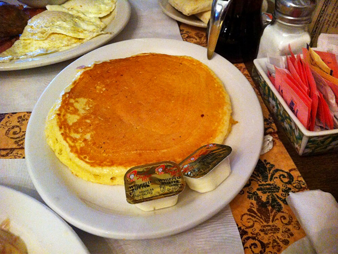 This pancake doesn't need fancy toppings or Instagram filters—it's confident in its perfect golden hue and cloud-like texture. Breakfast royalty, plain and simple.
