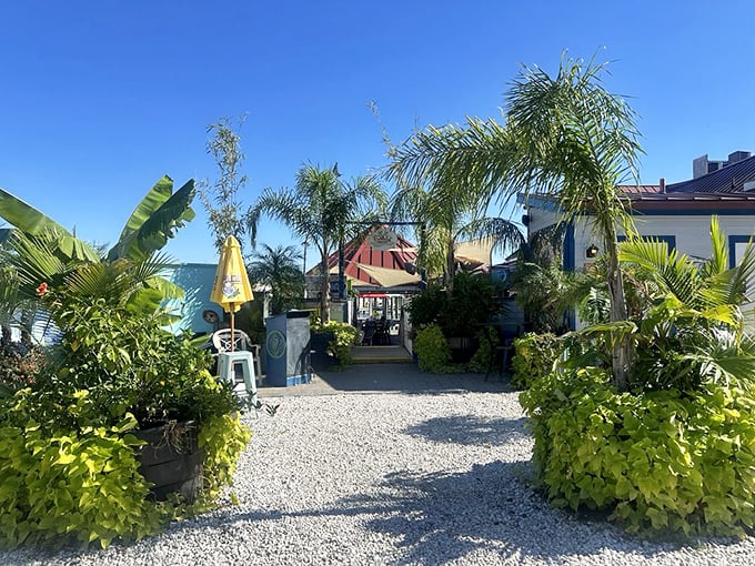 A tropical oasis where palm trees and harbor views conspire to make you forget you're still in Maryland.