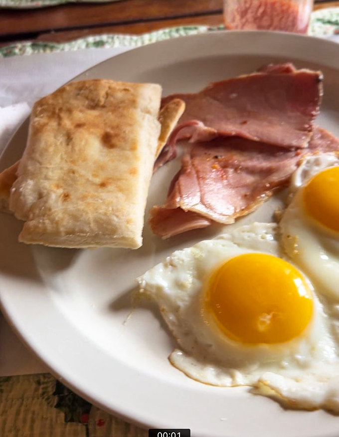 This breakfast plate speaks a universal truth: when Virginia ham meets farm-fresh eggs, magical things happen to your taste buds.