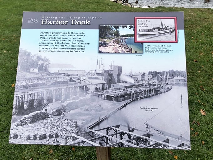 History doesn't just live in books. This interpretive panel reveals how Fayette's harbor once bustled with vessels carrying the iron that built America.