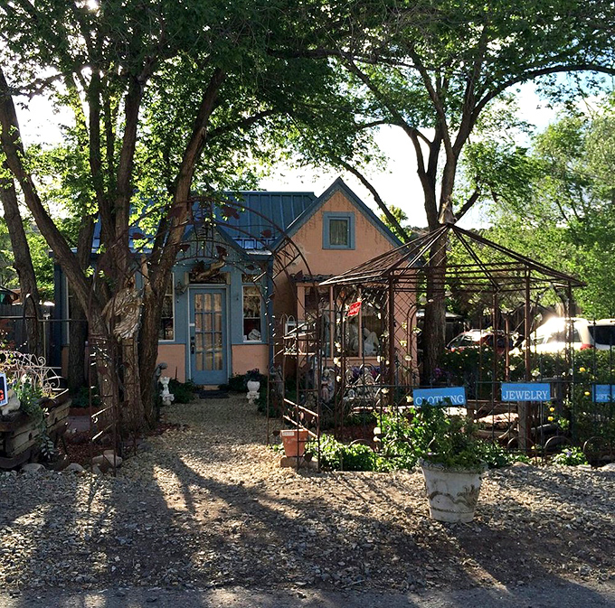 Dappled shade creates nature's spotlight on this pastel cottage gallery. The kind of place where you find art that follows you home and demands wall space.