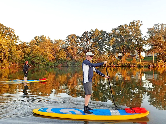 At Lake Como, paddle boarding proves that retirement doesn't mean sitting still. These folks have mastered the art of standing up while relaxing.