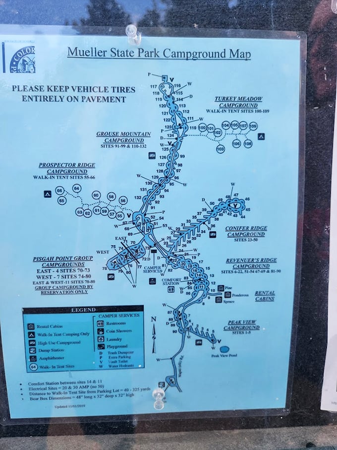 The campground map: nature's real estate guide where every lot comes with million-dollar views and starlight ceilings.