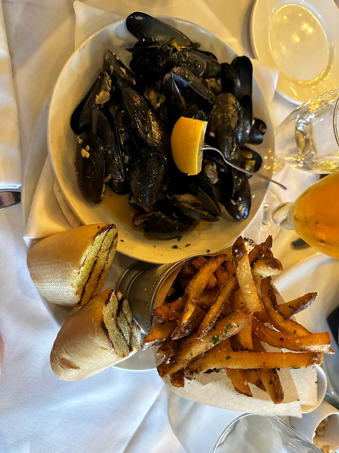 Mussels and frites: where the ocean meets the potato in a romance that would make Neptune himself swoon.