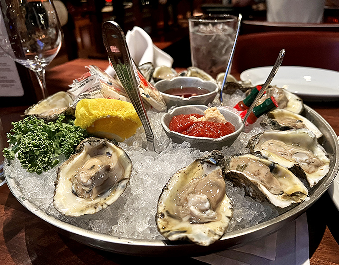 These briny gems rest on a throne of ice, waiting to slip down your throat like ocean-flavored royalty. The adventure begins here. 