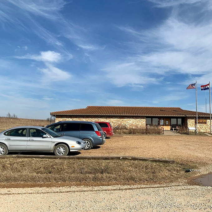 The unassuming nature center welcomes visitors with rustic charm. Less "visitor center," more "gateway to another century."