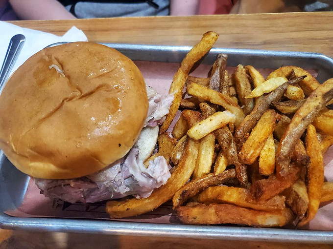 The pulled pork sandwich&mdash;simple, unpretentious, and absolutely perfect. Those hand-cut fries aren't just sides; they're supporting actors deserving their own award.