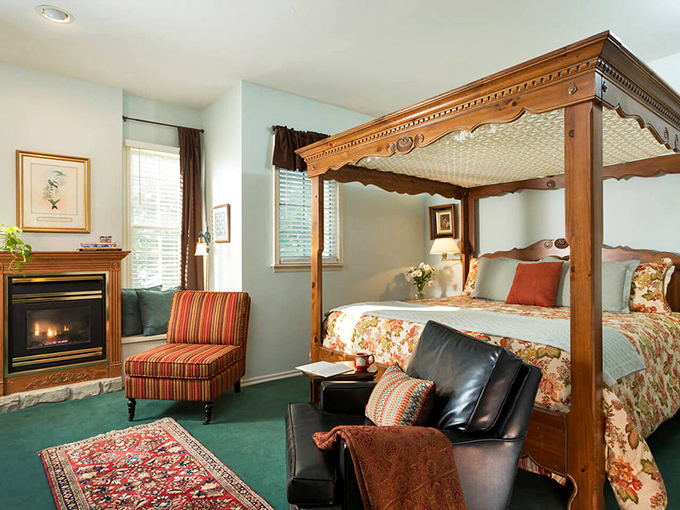 The Renaissance room's canopy bed isn't just furniture—it's architectural permission to feel like royalty, if only for the weekend.