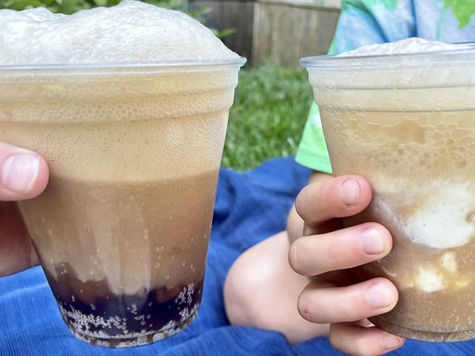 Root beer floats enjoyed al fresco&mdash;childhood nostalgia with adult privileges. No permission needed to have seconds when you're paying the bill.