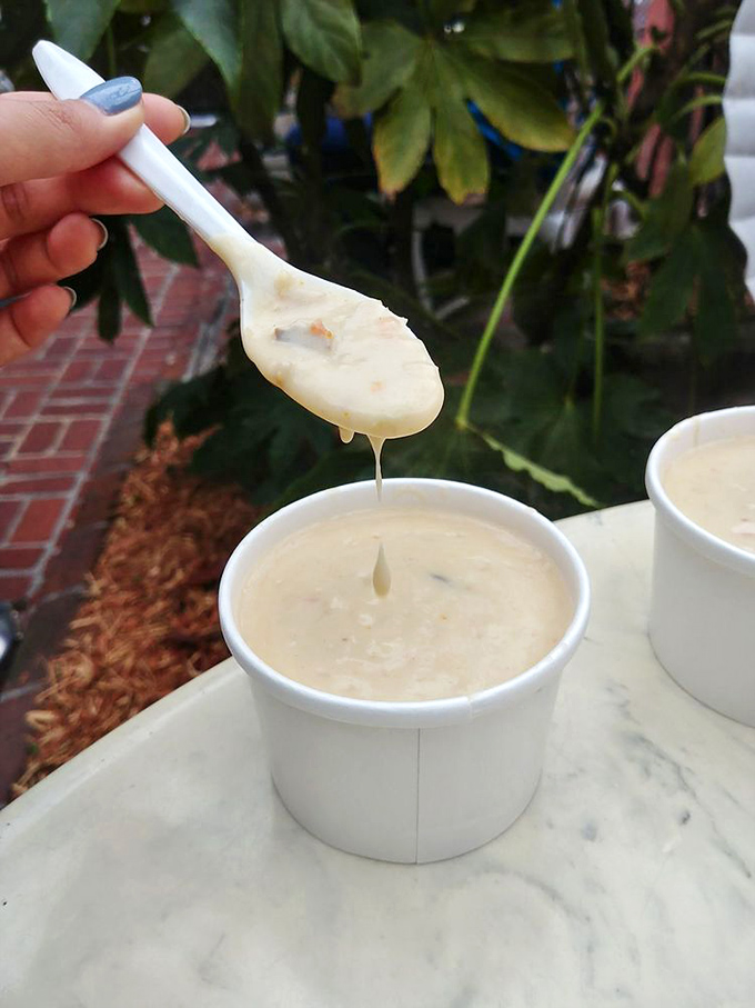 Spoonful of heaven! The rich, creamy texture of properly executed she-crab soup demonstrates why this Lowcountry classic has endured for generations.