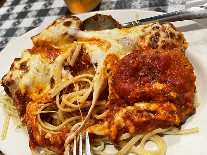 This chicken parmesan isn't playing games&mdash;it's staging a delicious coup over your taste buds with melty cheese as its secret weapon.