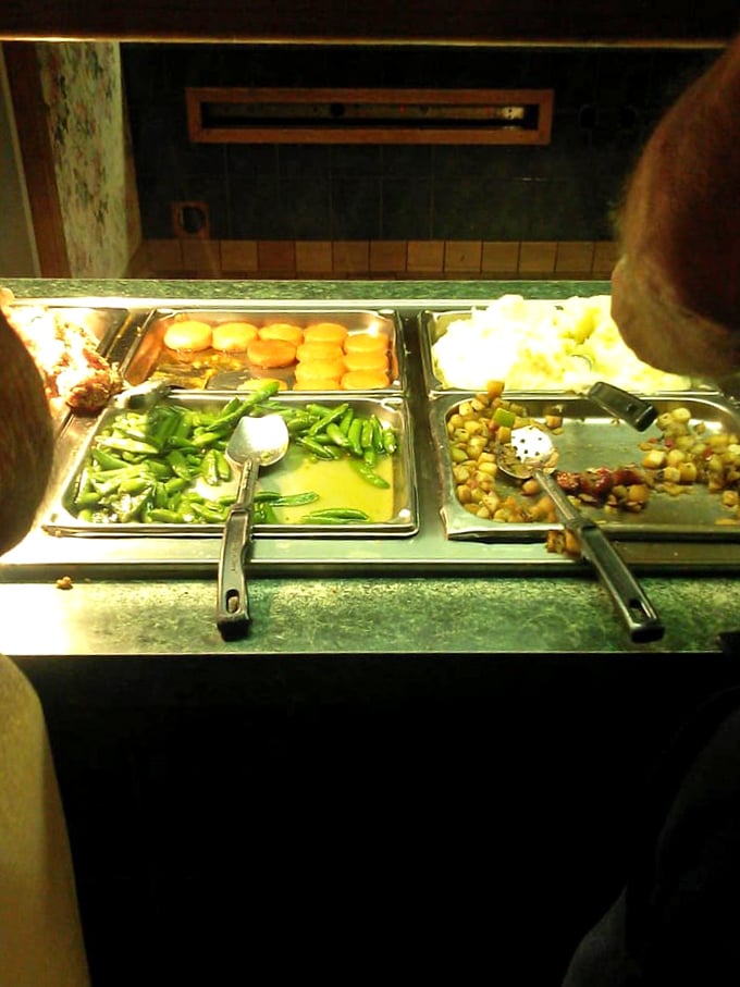 Green beans, corn, and what appears to be cornbread&mdash;the holy trinity of Southern sides that make vegetables actually worth eating.