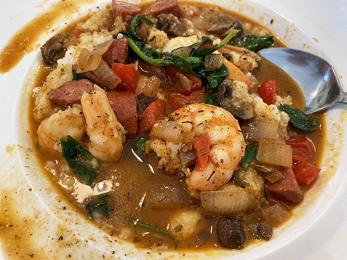 Not just shrimp and grits, but a soul-warming bowl of coastal comfort that whispers, "Slow down and savor me."