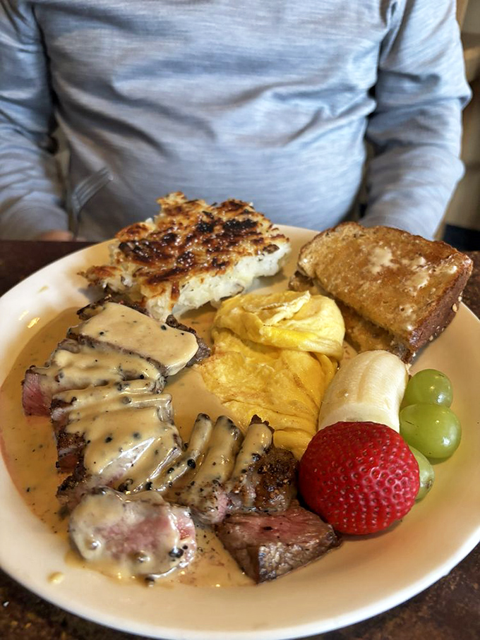 This isn't just steak and eggs&mdash;it's breakfast showing off. The kind of plate that makes you want to cancel lunch plans. 