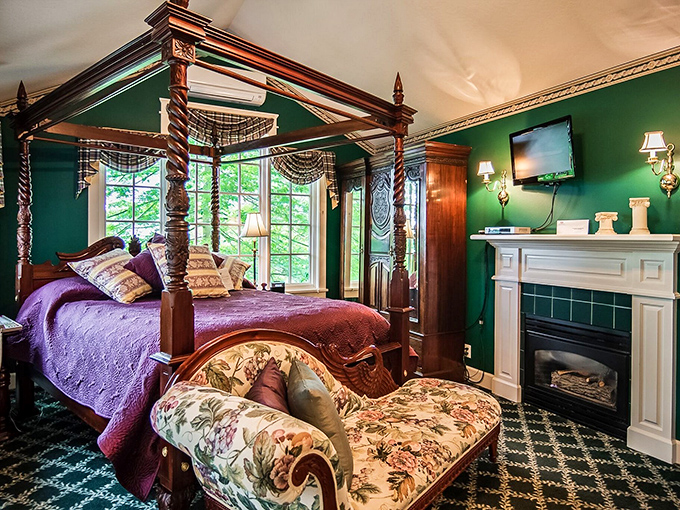 The reception area's floral-carpeted staircase isn't just an entrance&mdash;it's a time portal to an era when people dressed for dinner and phones stayed on walls. 