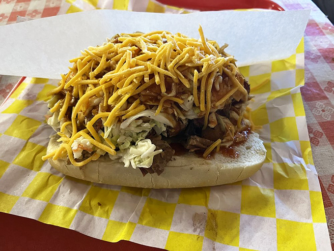 The Alpha Dog doesn't just talk the talk&mdash;this pulled pork sandwich with melted cheese and slaw walks the delicious walk.