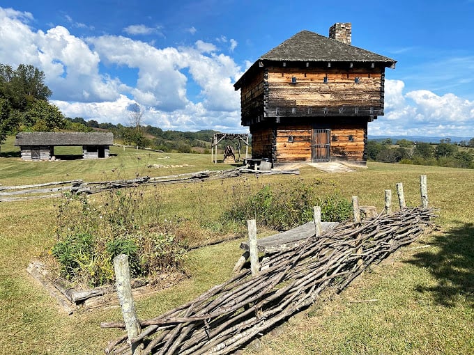 The Blockhouse stands defiantly against time, a two-story testament to frontier ingenuity that would make HGTV weep with joy.