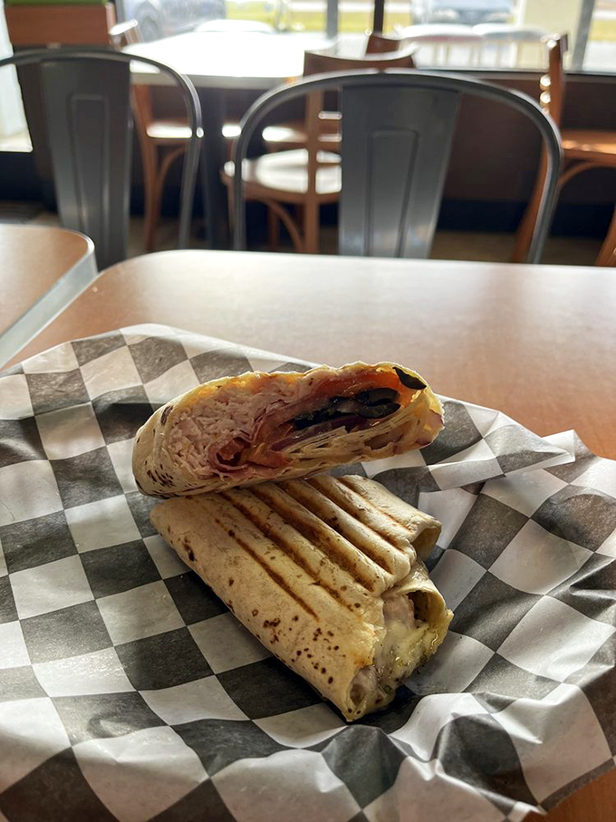 The wrap &ndash; civilization's answer to portable perfection. Grilled golden brown with tantalizing glimpses of what awaits inside.