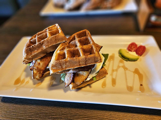 The Nutella Waffle arrives like a breakfast showstopper, bananas and strawberries performing backup to chocolate's lead vocal. Standing ovation guaranteed.