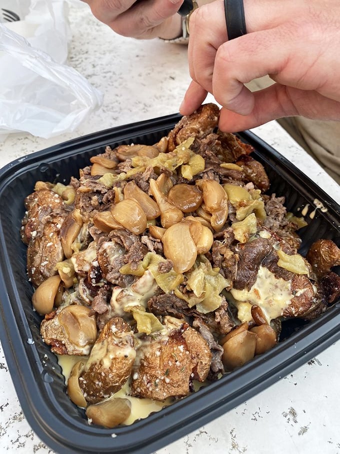 These loaded spuds aren't just a side dish&mdash;they're a main event masquerading as an accompaniment. Mushrooms, beef, and cheese transform humble potatoes into royalty.