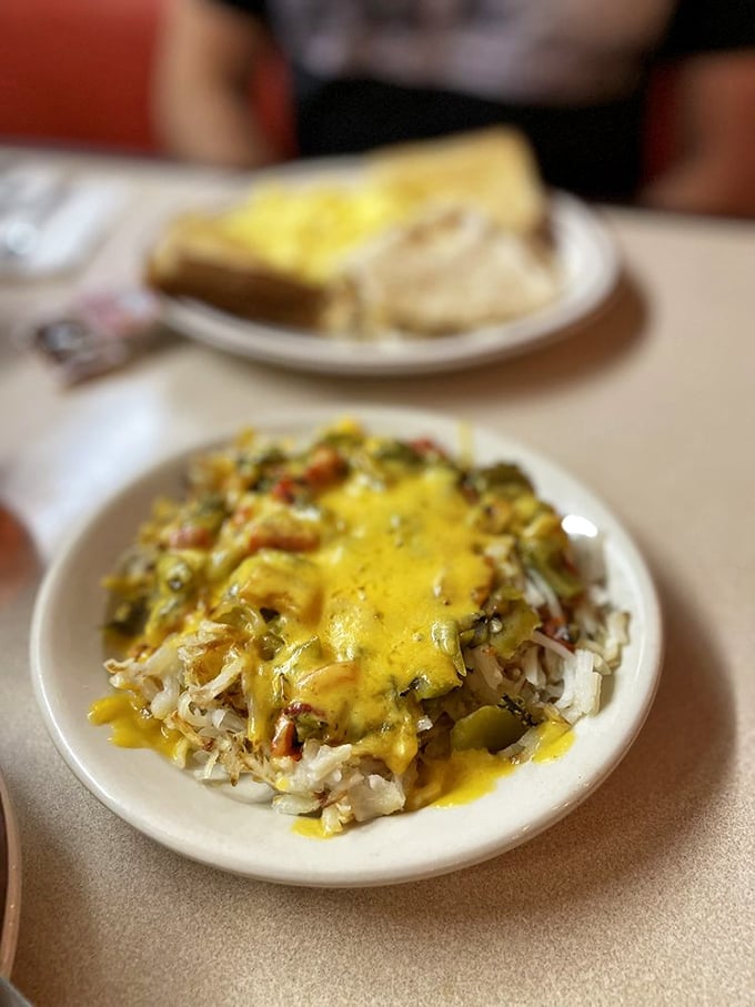 Like a Southwestern haiku: crispy tortilla, seasoned meat, melted cheese, fresh veggies—poetry you can eat with your hands.