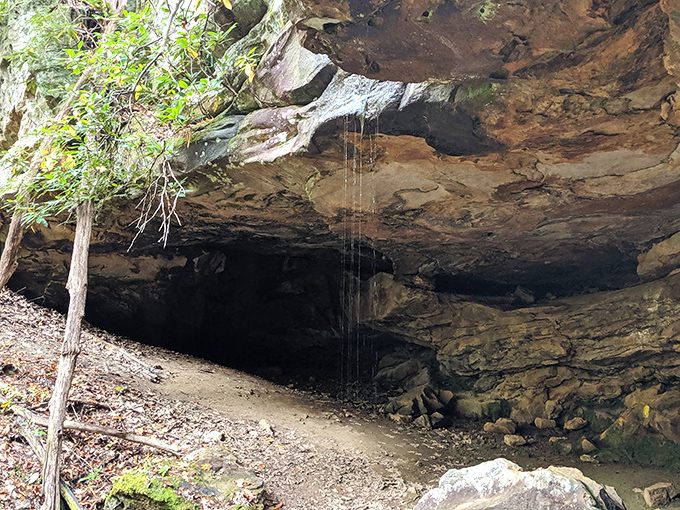 Nature's own cathedral &ndash; this cave formation with its delicate water curtain proves West Virginia has been in the spa business long before humans arrived.