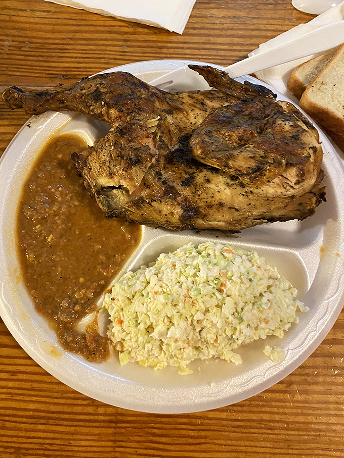 Barbecued chicken with skin so beautifully caramelized it deserves its own Instagram account. The dark bark holds secrets only slow smoking can reveal.